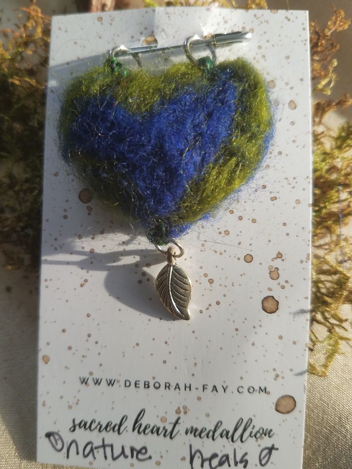 Blue Green Double Sacred Wooly Heart Medallion » deborah fay